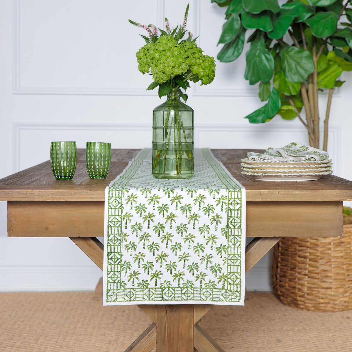 Palm Tree Green Table Runner – Pomegranate