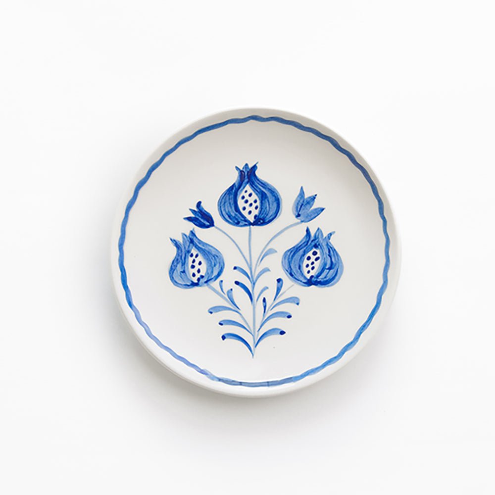 Pomegranate Trio Sketch Cobalt Blue Appetizer Plates