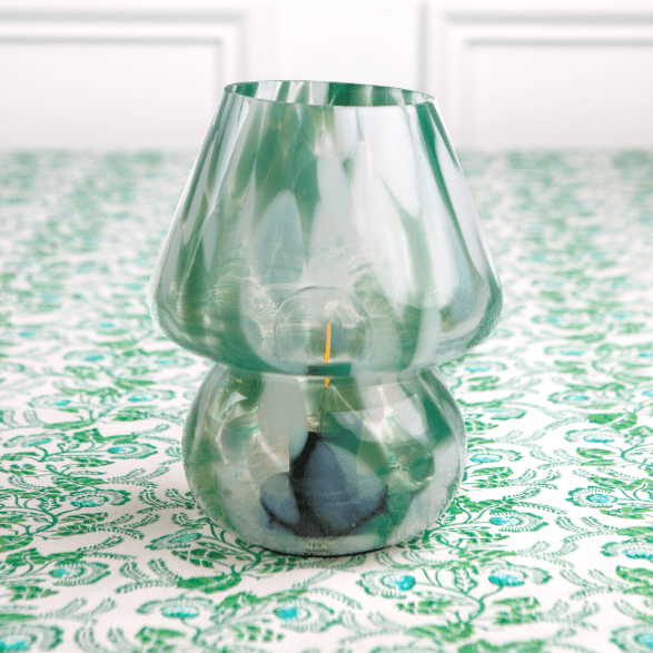 Green & White Joyful Indoor Outdoor Battery Operated Warm Glow Lamp ...
