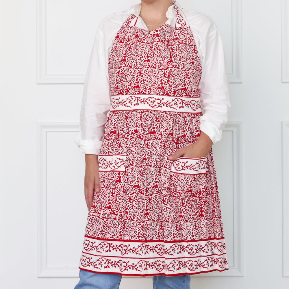 Tapestry Deep Red Apron – Pomegranate