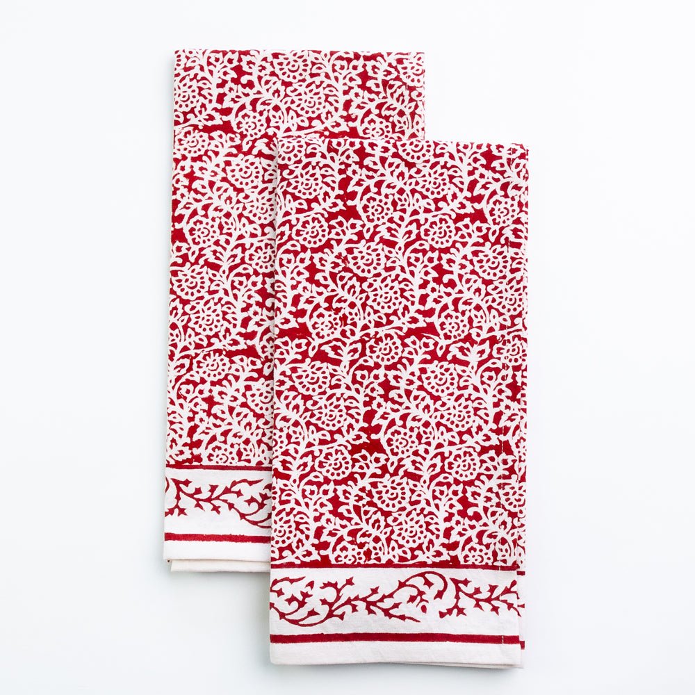 Tapestry Deep Red Tea Towels – Pomegranate