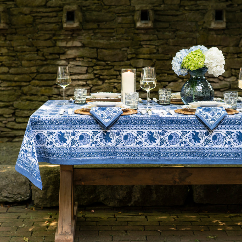 Beautiful Blue Table Linens | Hand Block Printed – Pomegranate Inc