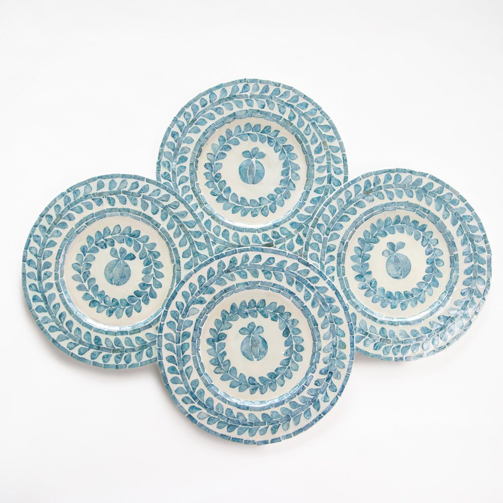 Handcrafted Teal Blue Capiz Shell Pomegranate Chargers – Pomegranate Inc
