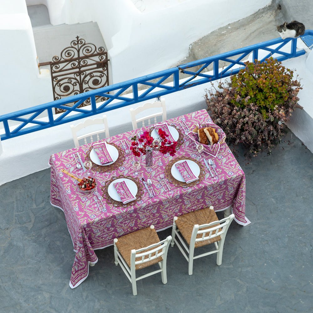 Climbing Dahlia Lilac Purple Tablecloth | Floral Table Linens – Pomegranate