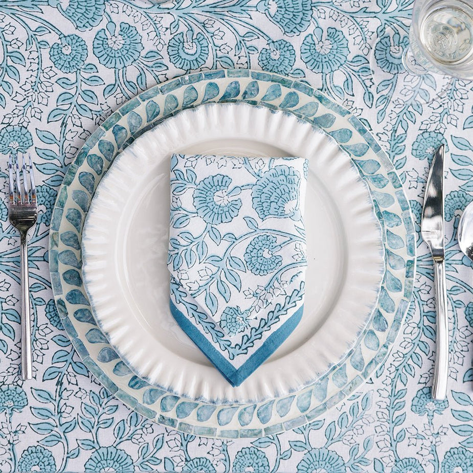 Handcrafted Teal Blue Capiz Shell Pomegranate Chargers – Pomegranate Inc