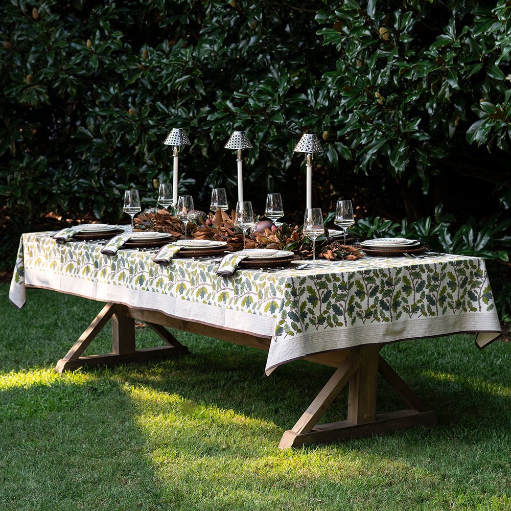 Maple & Acorn Tablecloth – Pomegranate