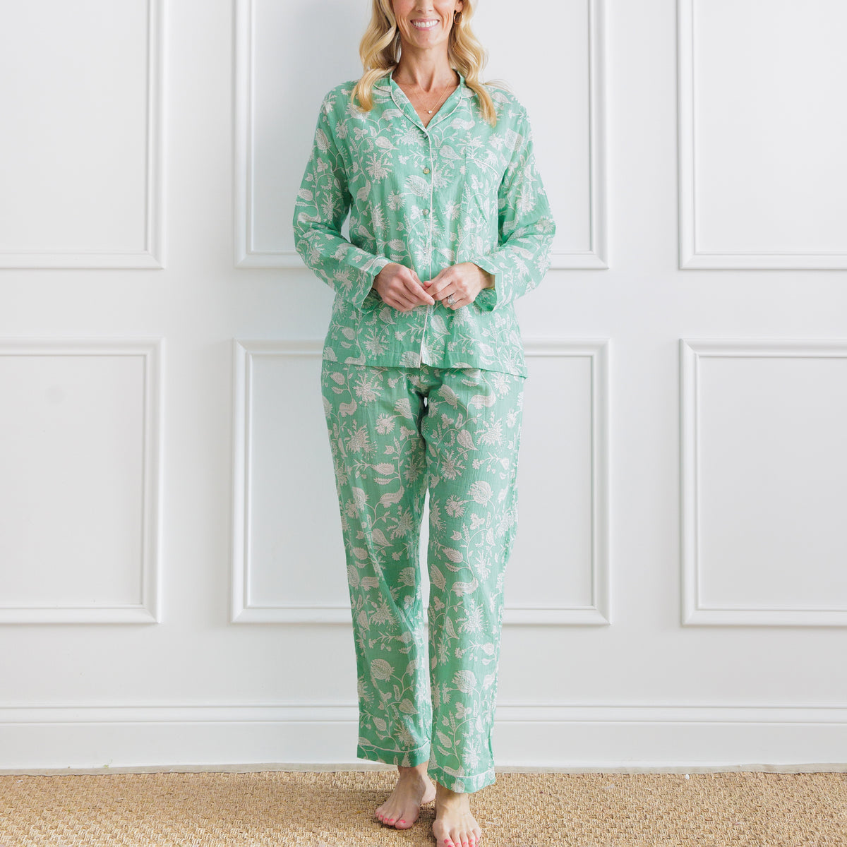 Pomegranate | Morning Meadow Green Pajama Set