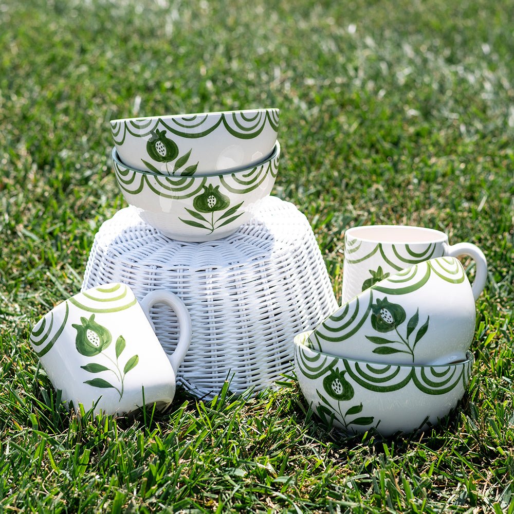 Pomegranate Crest Green Bowl | Set of 2 – Pomegranate Inc
