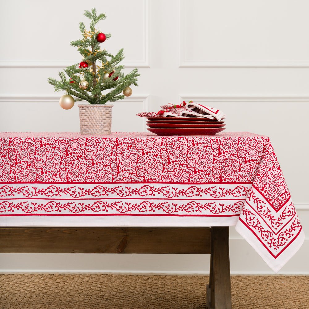 Tapestry Deep Red Tablecloth – Pomegranate