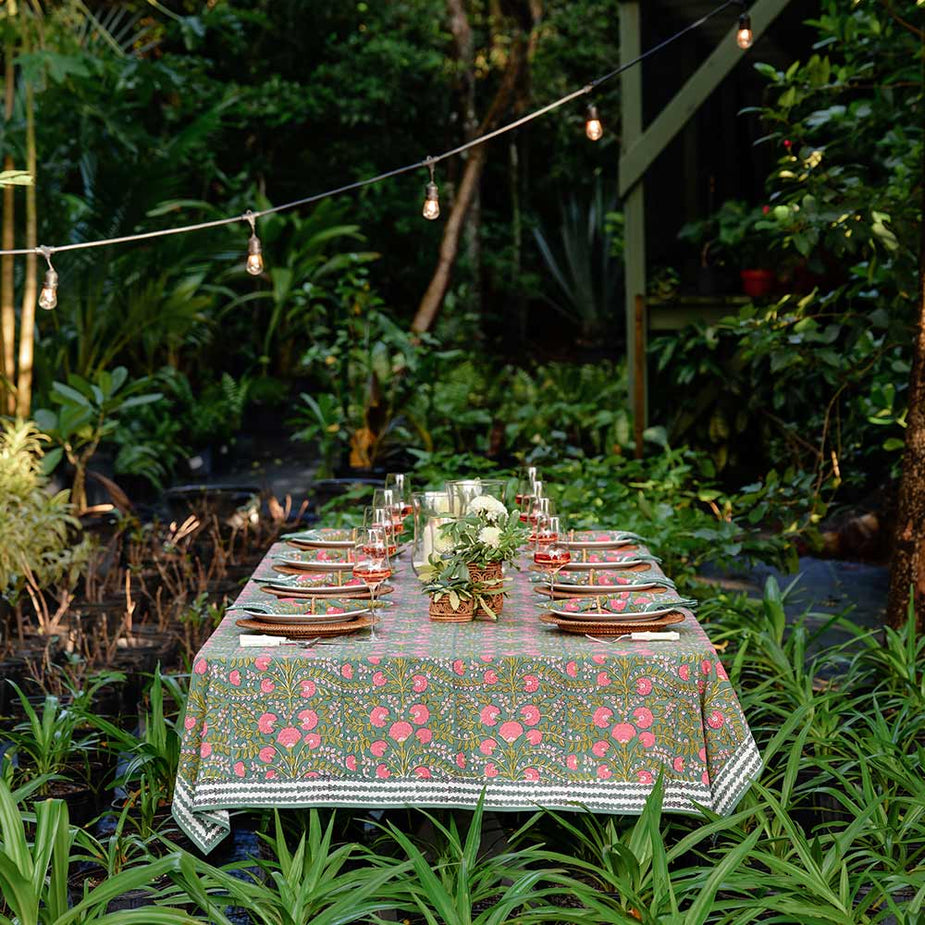 Cactus Flower Jade Tablecloth – Pomegranate Inc