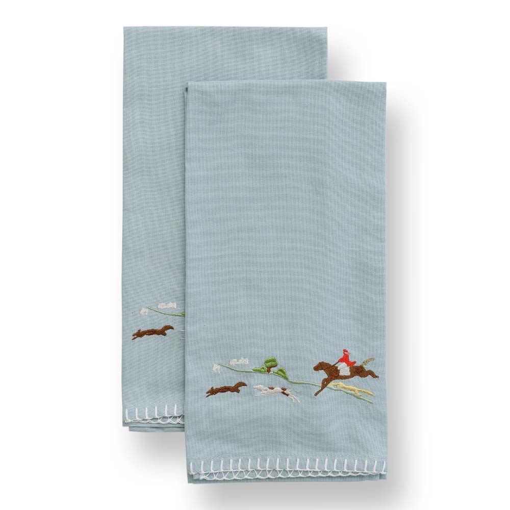 Fox Hunt Embroidered Tea Towel | Set of 2 – Pomegranate Inc