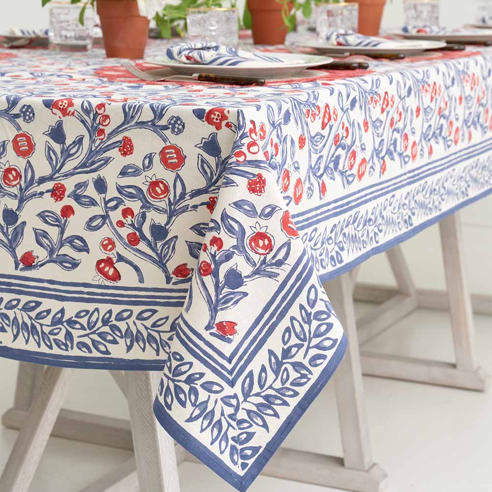 Emma Red & Blue Tablecloth - Pomegranate Inc.