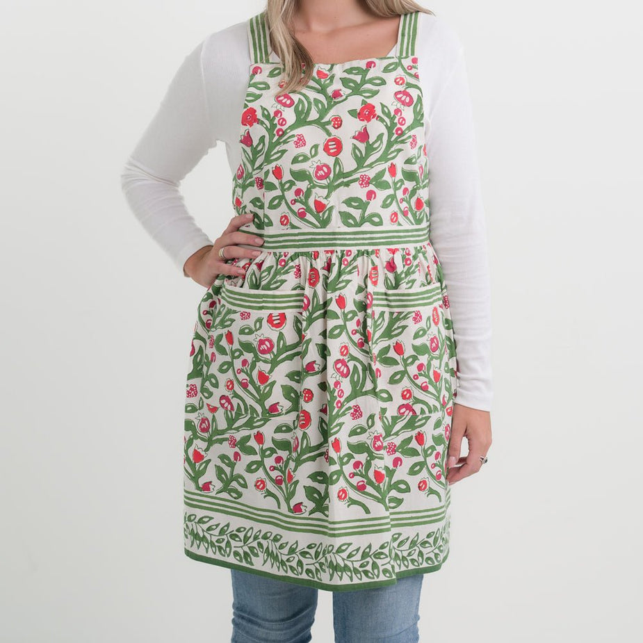 Aprons Collection | Block-Printed Cotton Kitchen Aprons – Pomegranate
