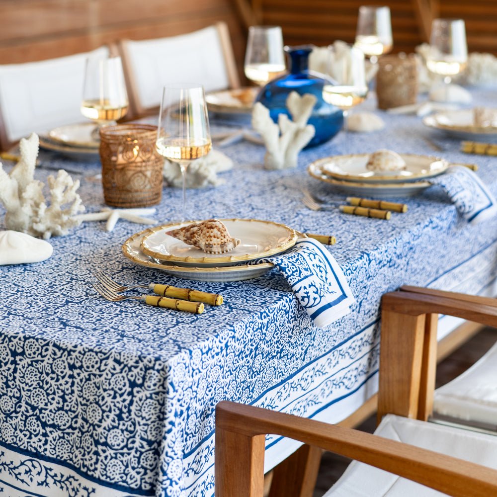 Blue Table Linens | Hand Blocked – Pomegranate Inc.