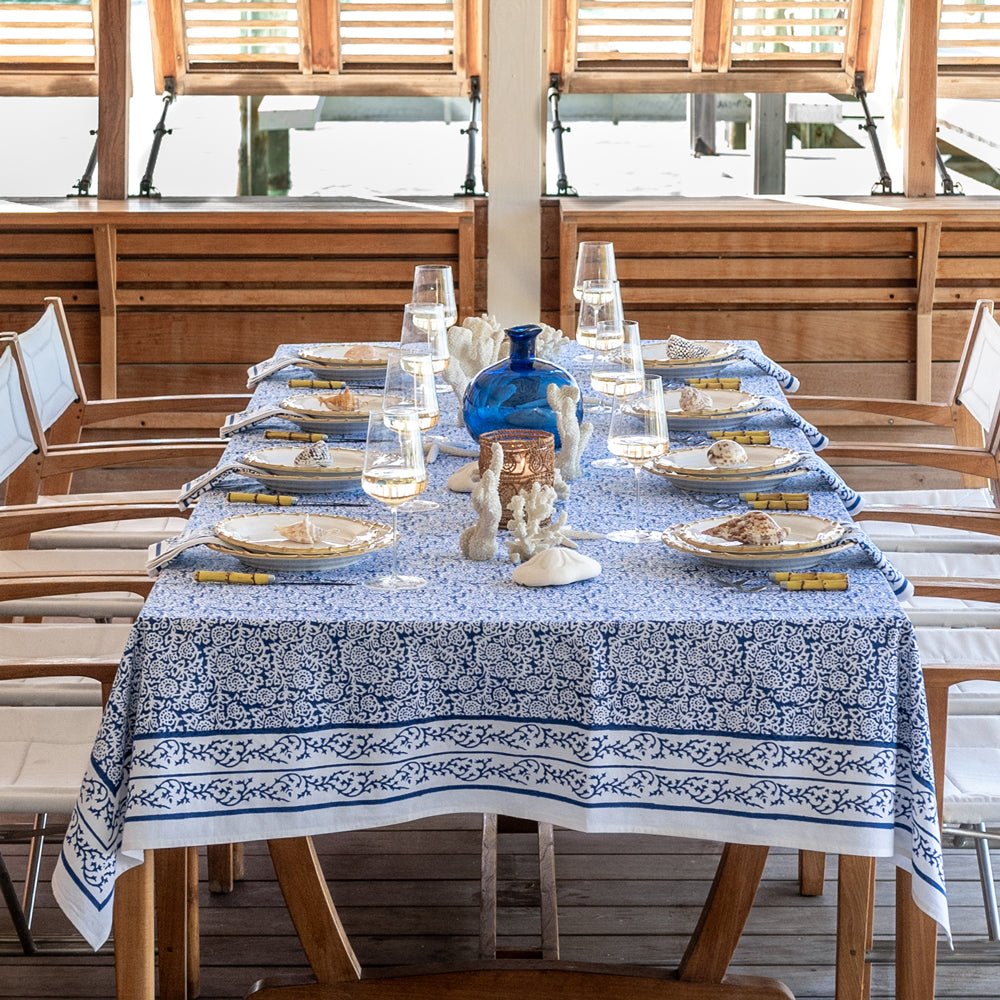 Blue Table Linens | Hand Blocked – Pomegranate Inc.