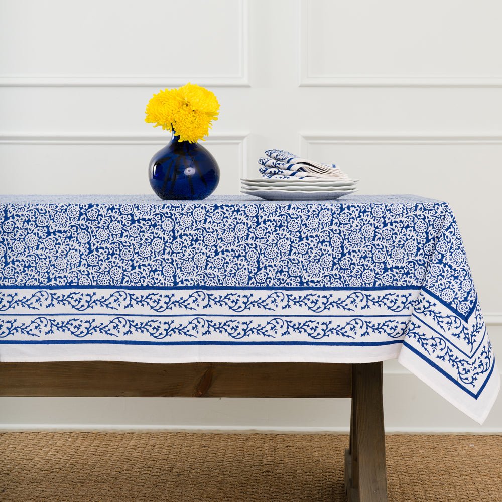 Blue Table Linens | Hand Blocked - Pomegranate Inc.