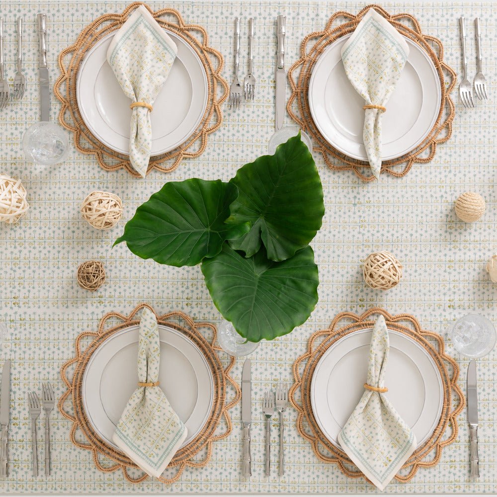 India Hicks Home Palm Avenue Seafoam Tablecloth - Pomegranate Inc.