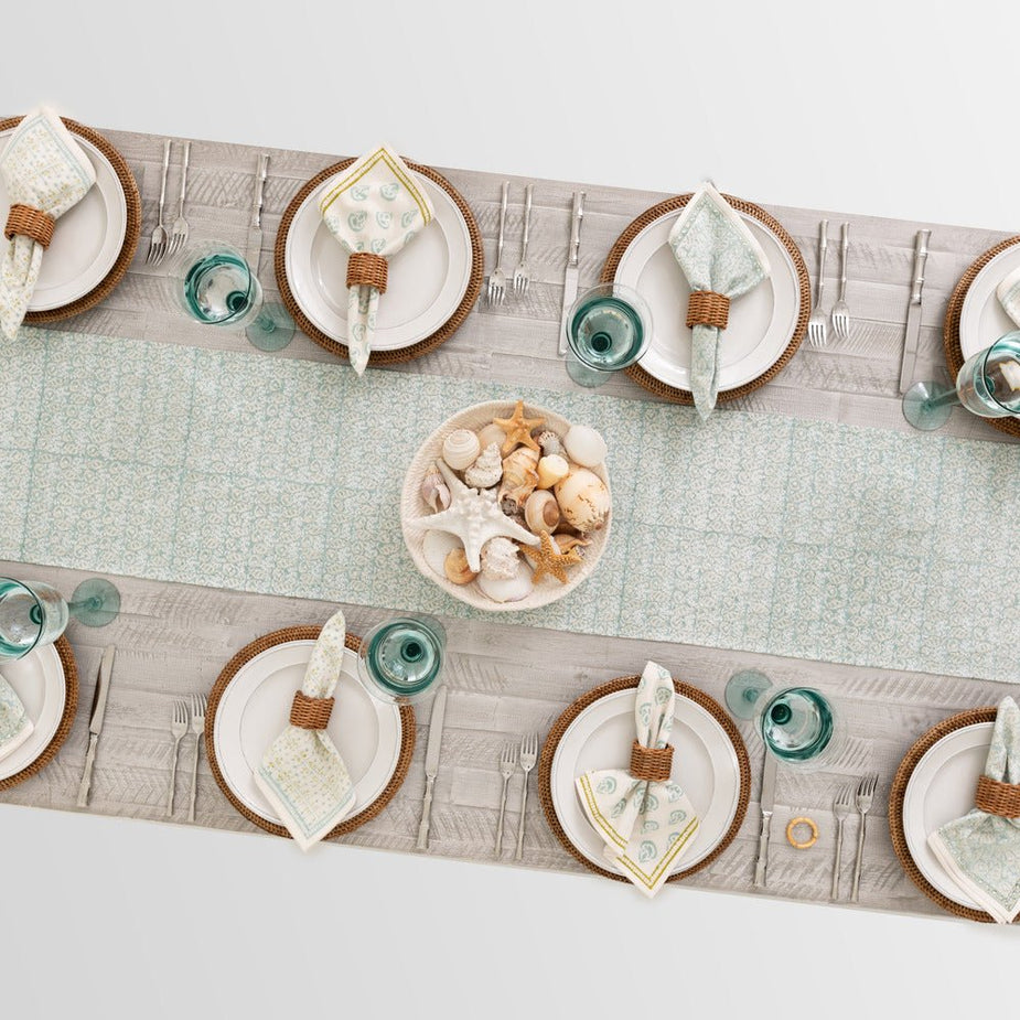 India Hicks Home Seashell Seafoam Table Runner – Pomegranate
